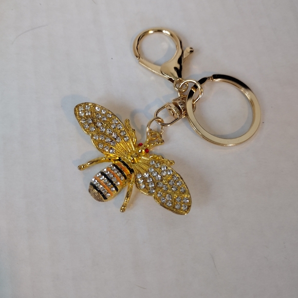 Accessories | Gold Bee Keychain With Rhinestones | Poshmark